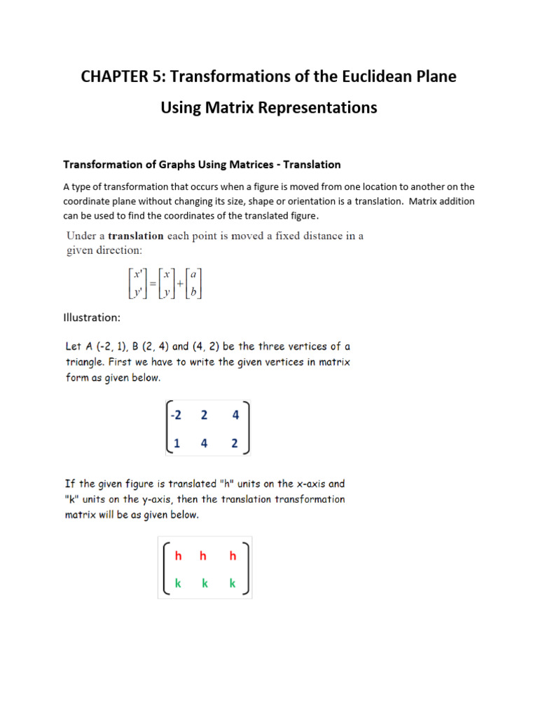 Chapter 5 Transformations of The Euclidean Plane | PDF | Cartesian ...