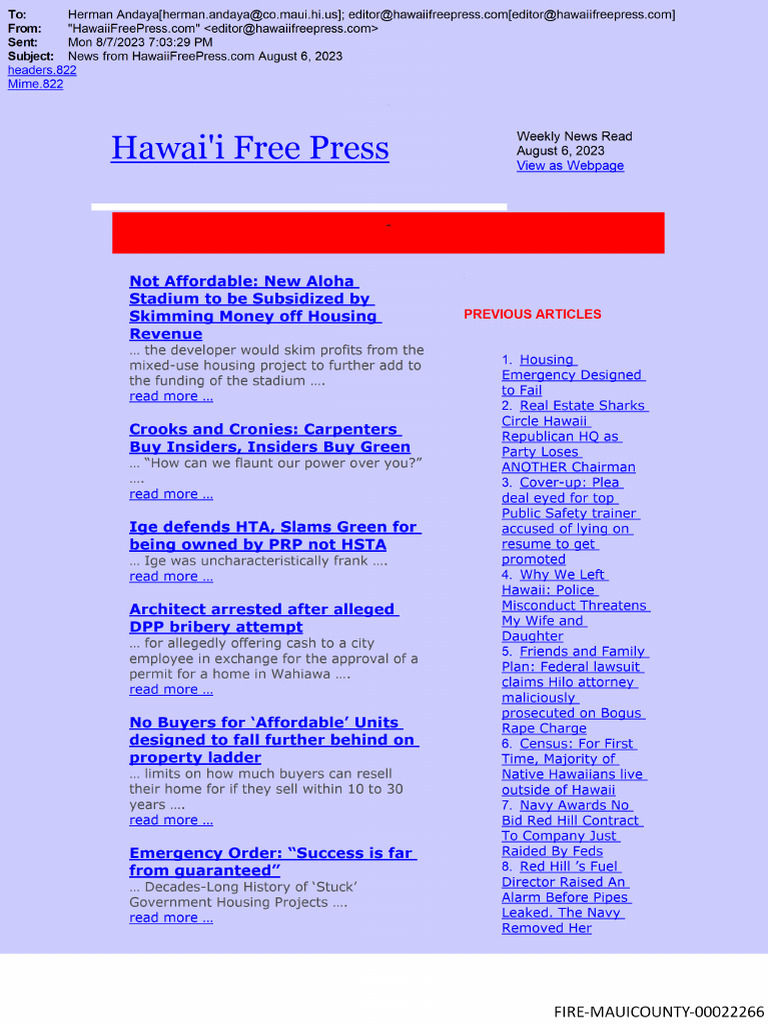 Maui County Releases Herman Andaya's Emails | PDF