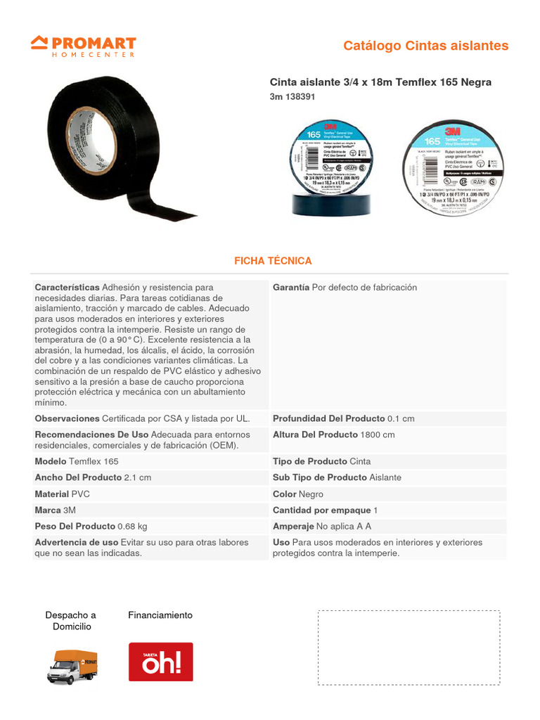 Ficha Tecnica de Cinta Aislante | PDF