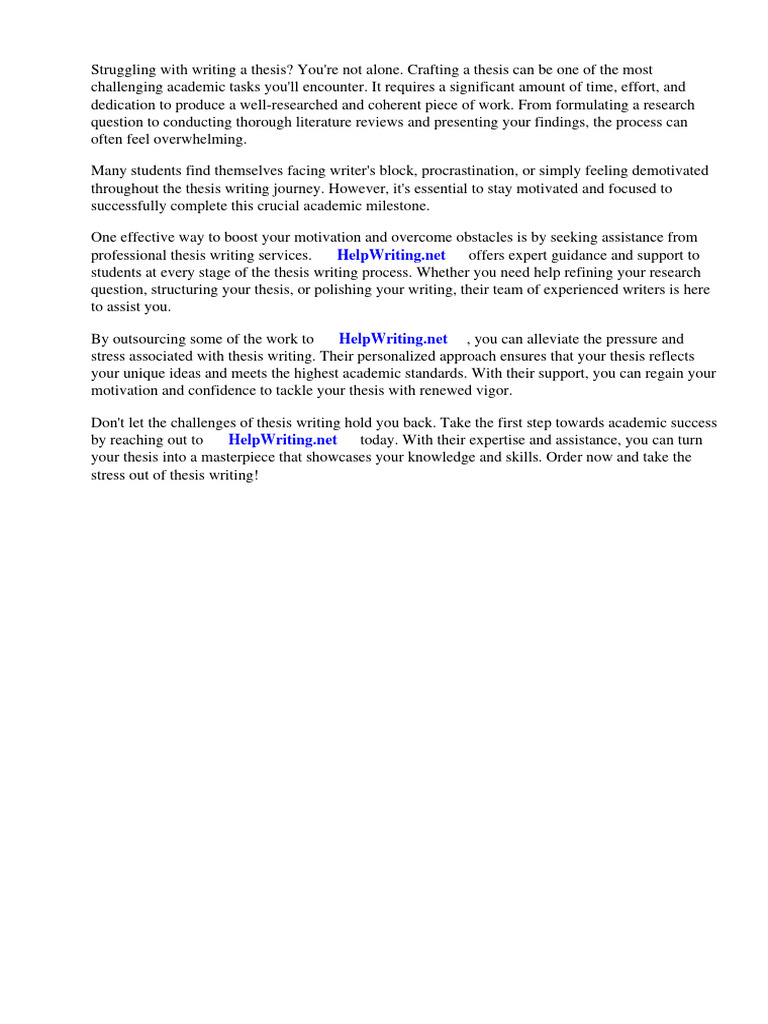 Thesis Writing Motivation | Download Free PDF | Motivation | Motivational
