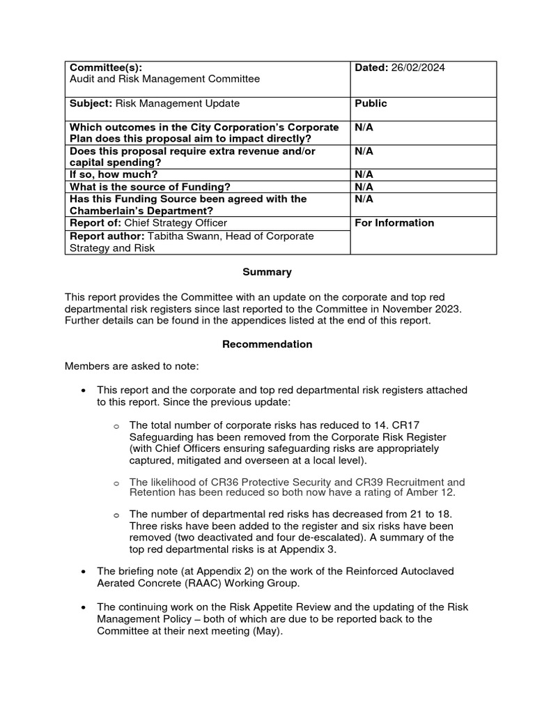 Risk Management Update | PDF | Risk | Risk Management