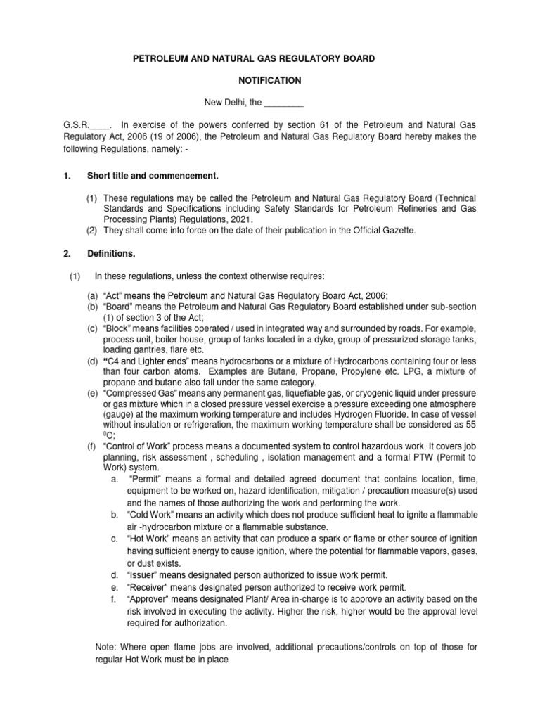 Draft Regulation 05012021 | PDF | Valve | Liquefied Petroleum Gas