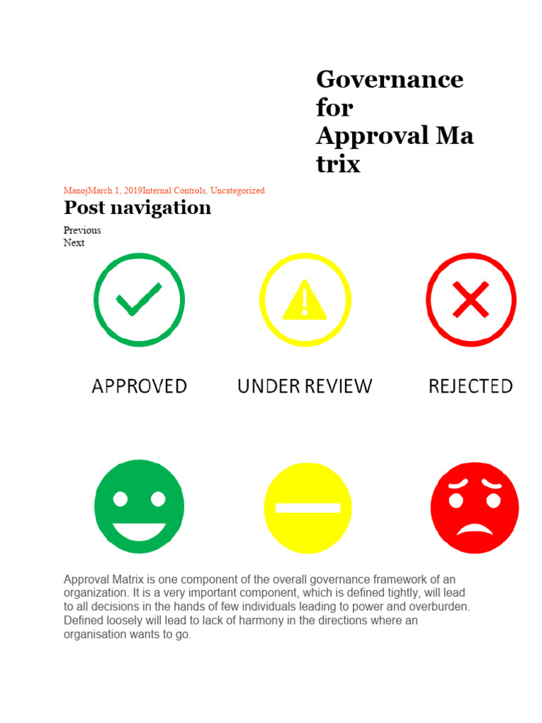 Governance for Approval Matrix | PDF | Governance | Ratification