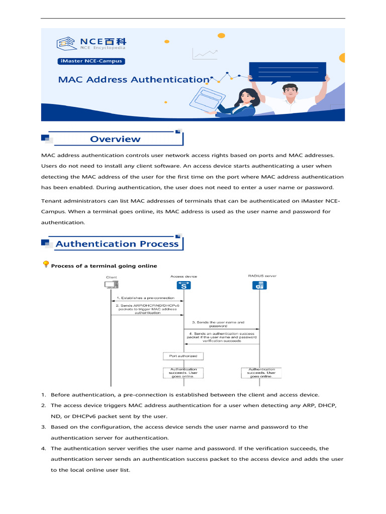【iMaster NCE-Campus Encyclopedia】MAC Address Authentication | PDF | Radius | Computer Engineering