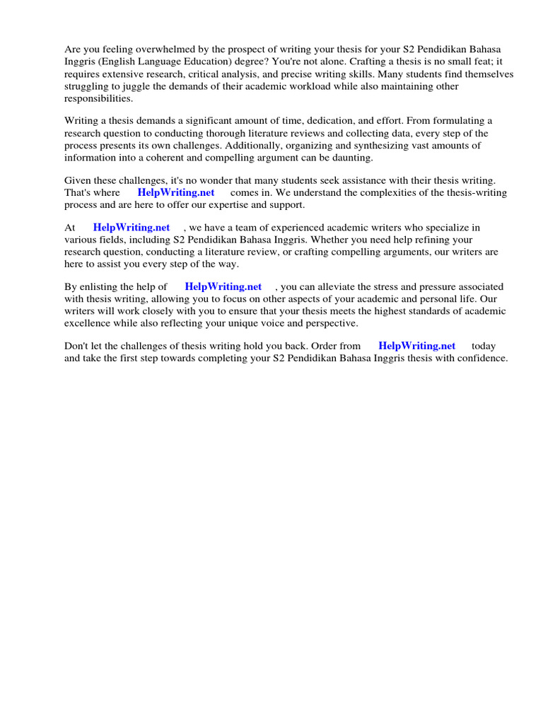 Contoh Thesis s2 Pendidikan Bahasa Inggris | PDF