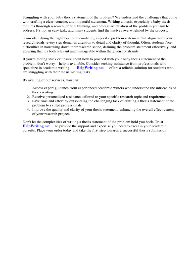 Baby Thesis Statement of The Problem | PDF