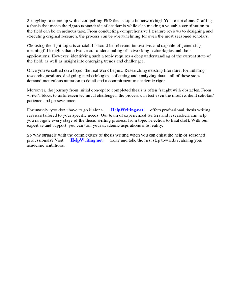 PHD Thesis Topics in Networking | PDF | Computer Network | Thesis