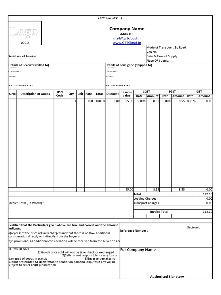 GST Invoice Format | PDF | Invoice | Business