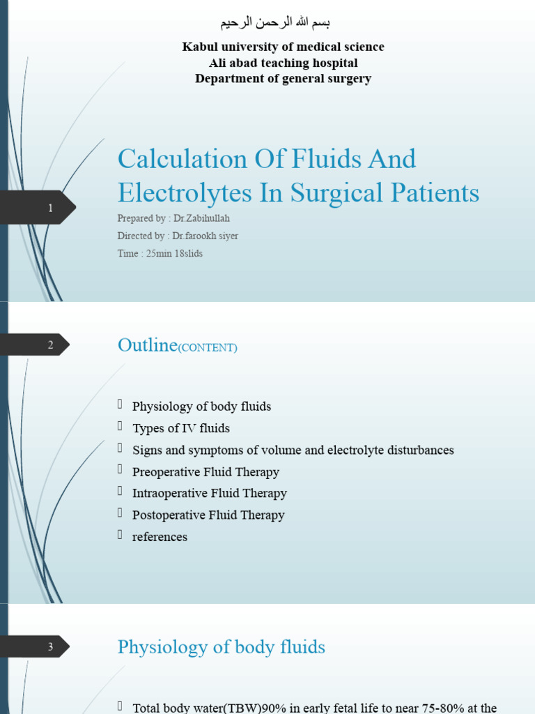 Calculation Of Fluids And Electrolytes In Surgical Patients | PDF