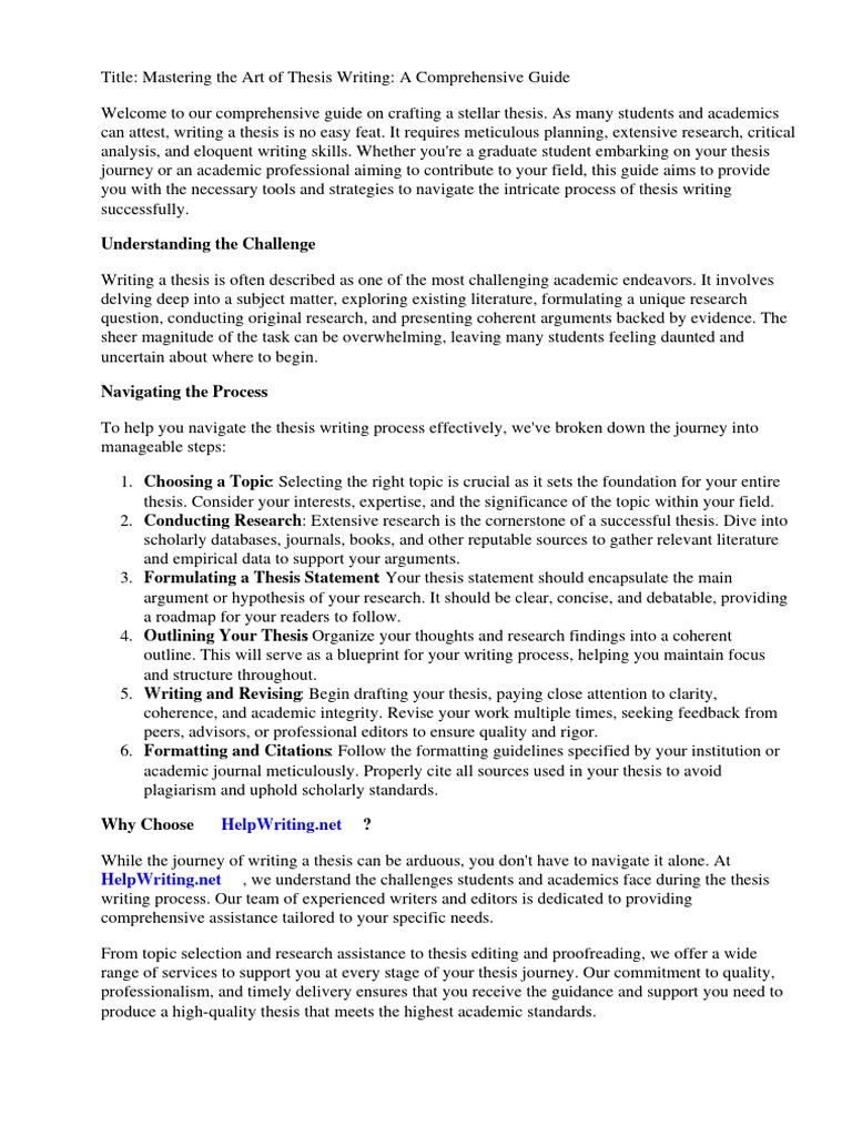 Thesis Making Guidelines | PDF | Thesis | Essays