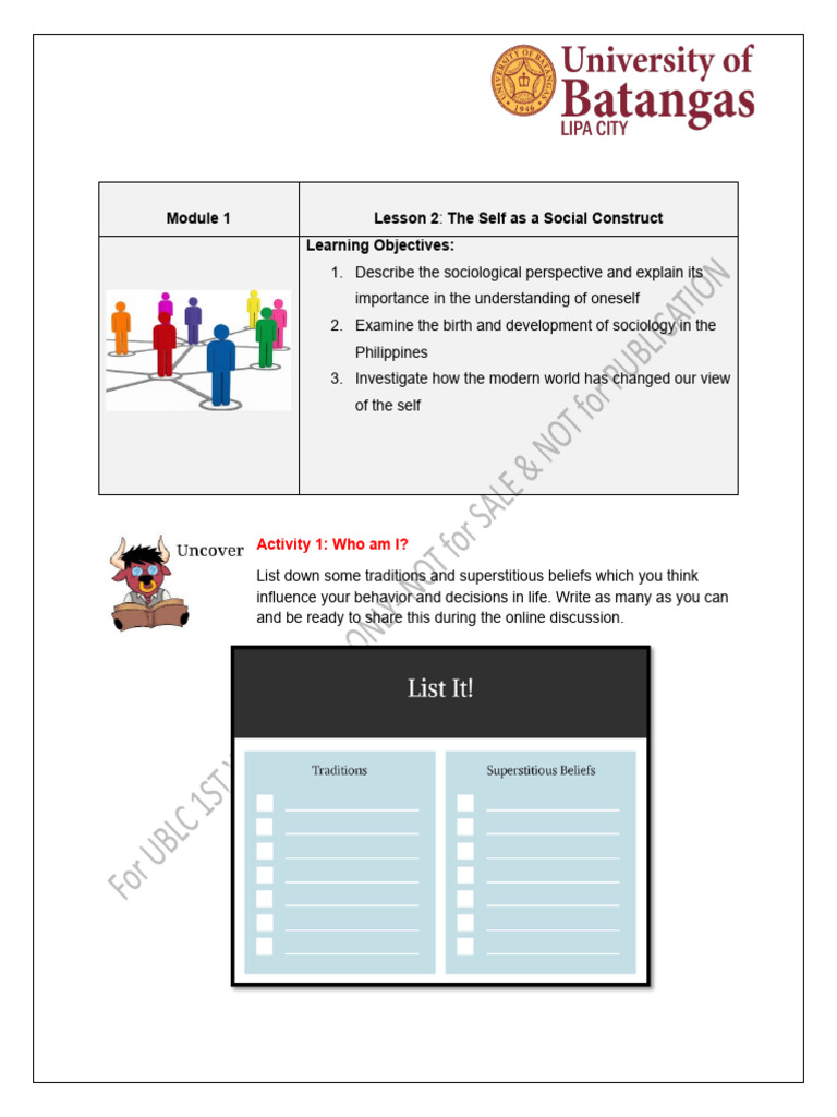 Lesson 2 Self As A Social Construct Download Free Pdf 9290
