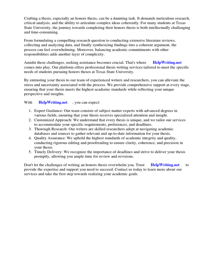 Honors Thesis Texas State | PDF | Thesis | Essays