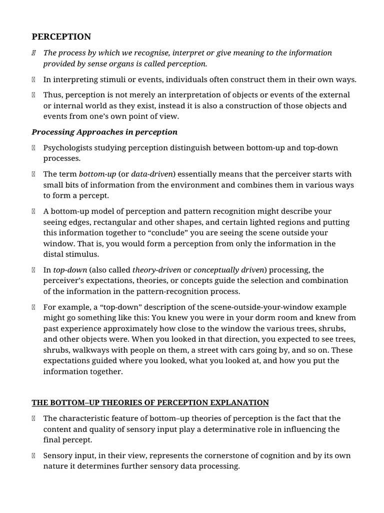 PERCEPTION | PDF | Perception | Attention