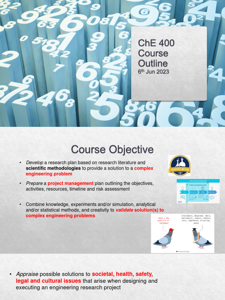 ChE 400 Course Outline and Assessment Guide | PDF