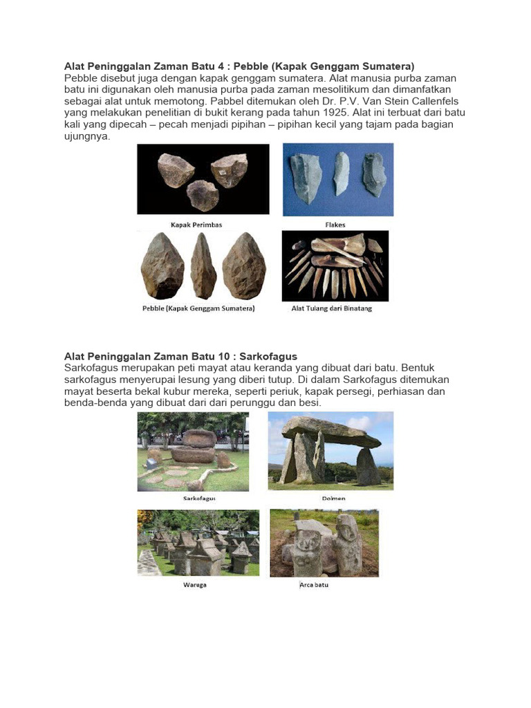 Alat Zaman Batu: Pebble & Sarkofagus | PDF