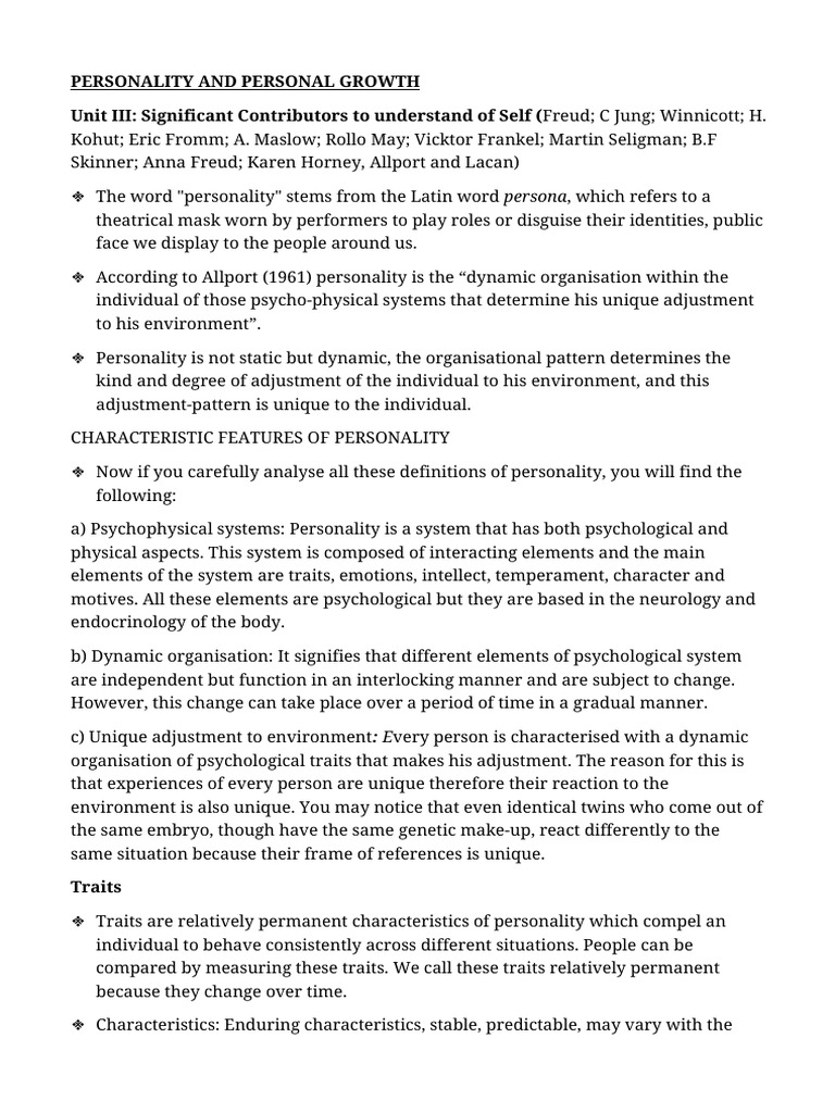 PERSONALITY AND PERSONAL GROWTH | PDF | Id | Unconscious Mind