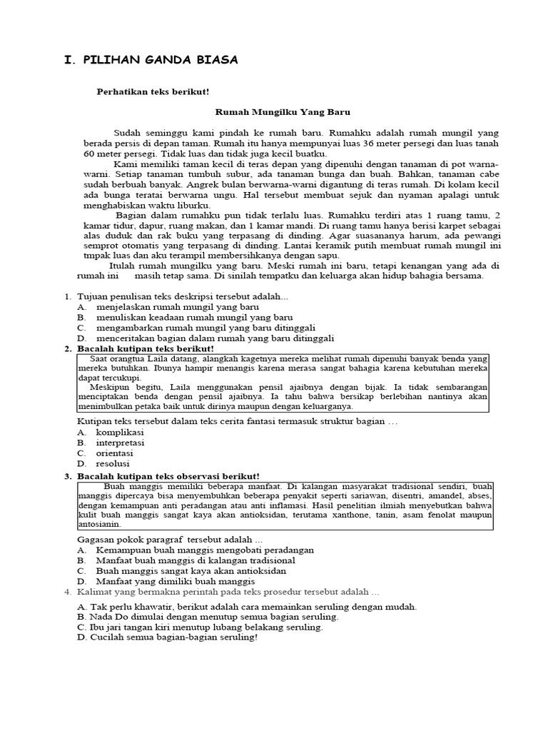 Soal Try Out 1 Bindo 2024 | PDF