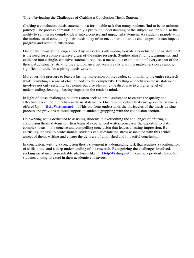 How To Write A Conclusion Thesis Statement | PDF | Essays | Thought