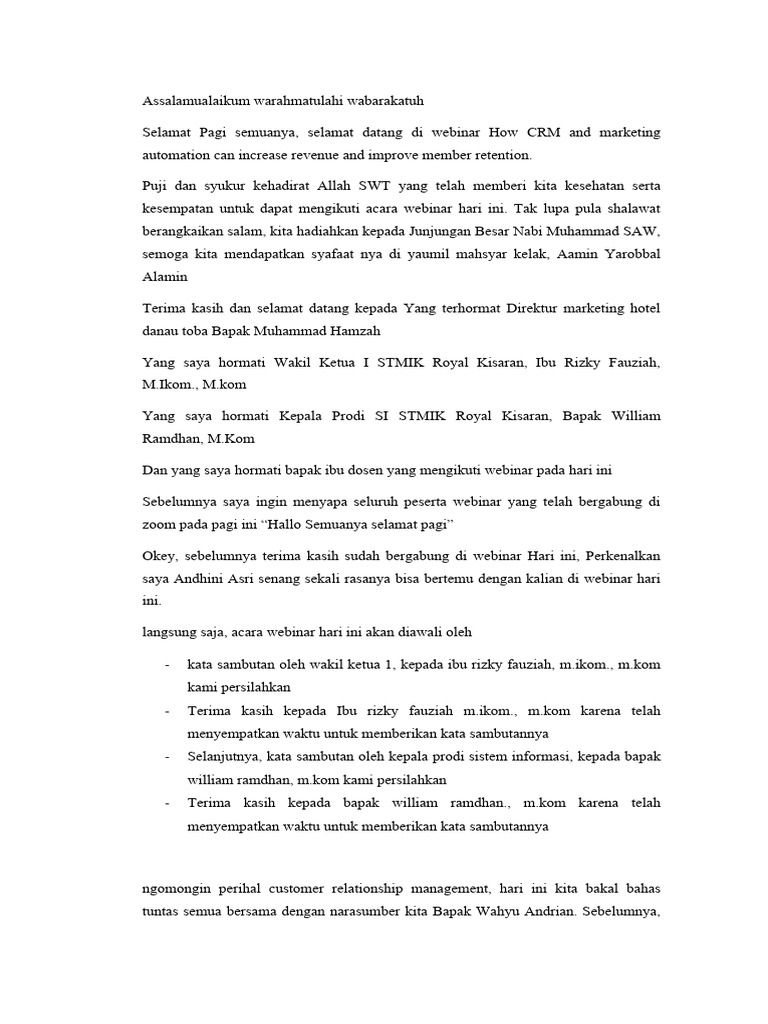 Draft MC Webinar Dosen Tamu 20 Des 2021 | PDF | Karier & Perkembangan | Bisnis