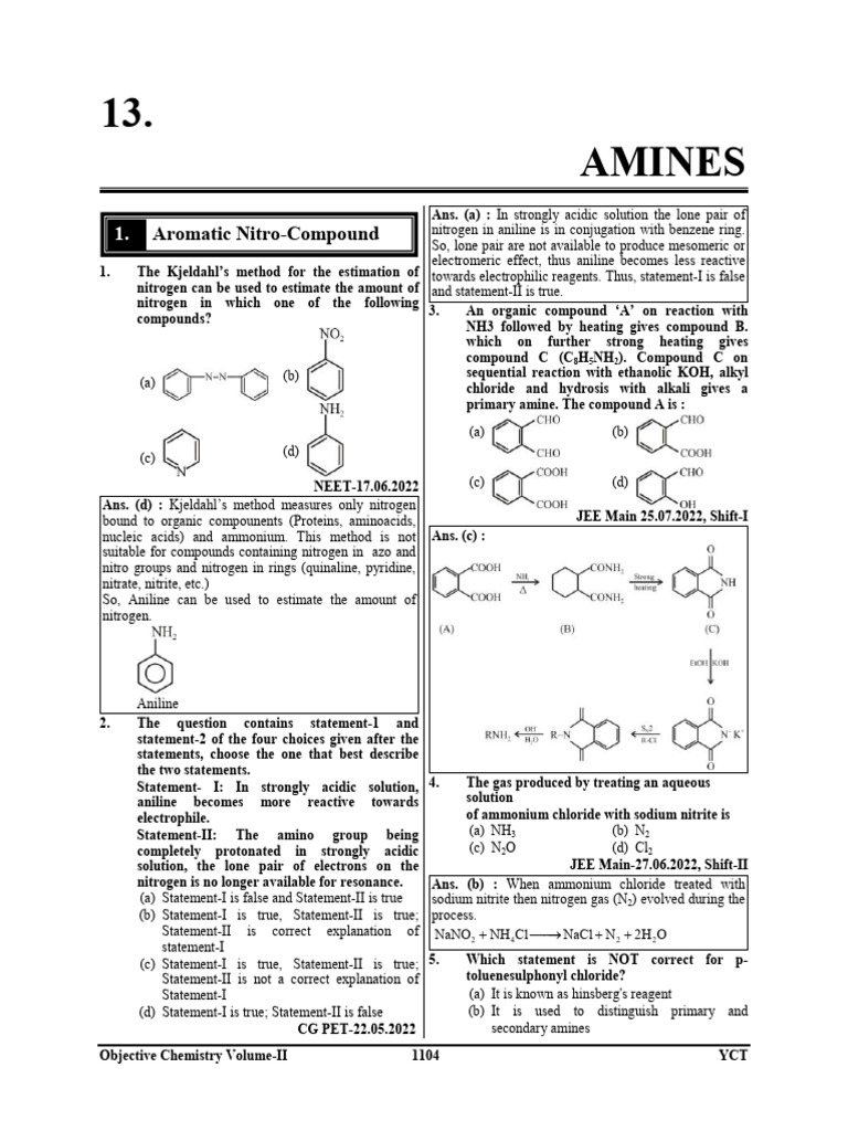 Amines: Objective Chemistry Insights | PDF | Amine | Nitrogen