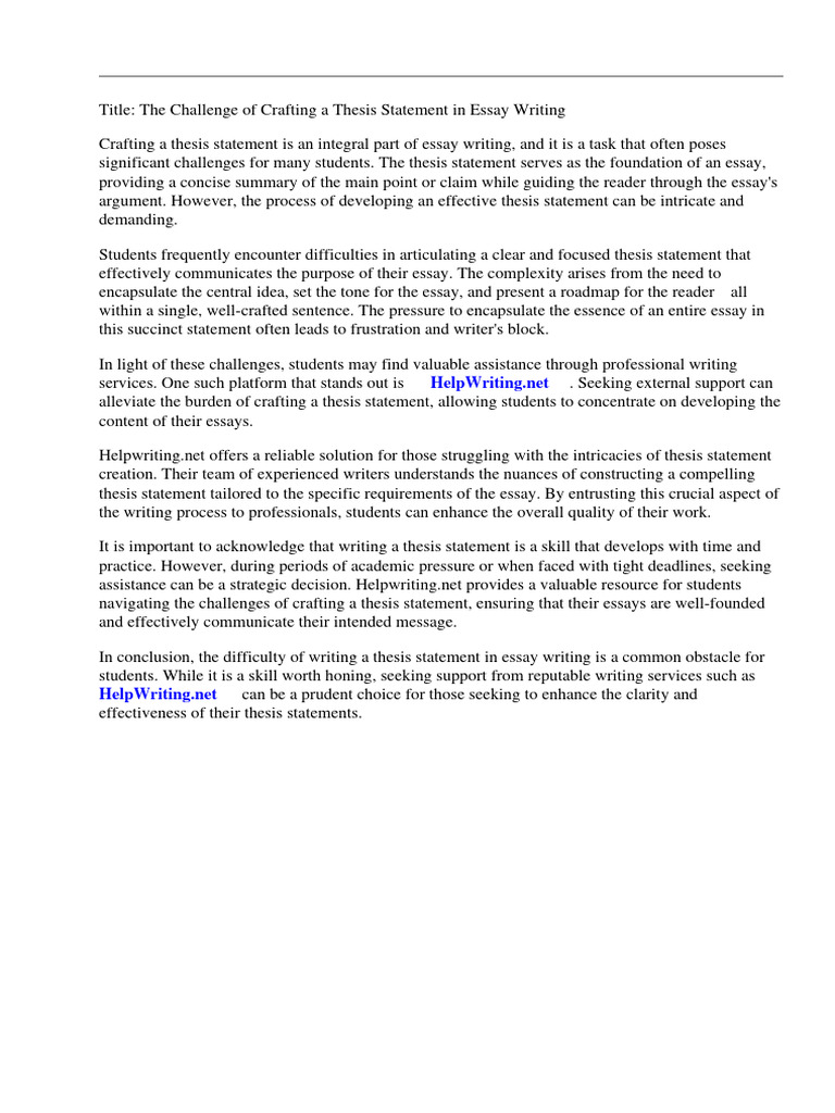 What Is A Thesis Statement When Writing An Essay | PDF | Essays | Thesis