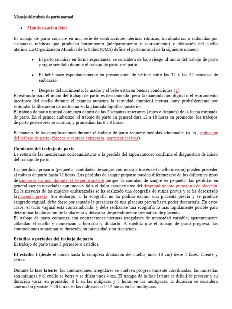 Manejo del Trabajo de Parto Normal | PDF | Parto | El embarazo