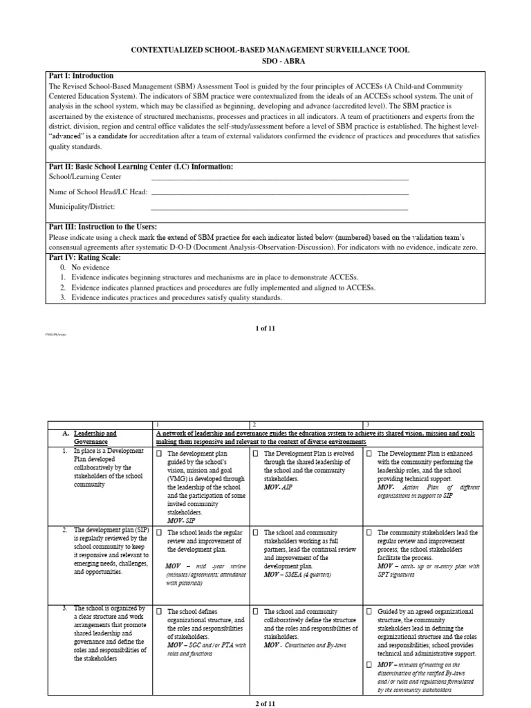 Contextualized SBM Surveillance Tool | PDF | Learning | Curriculum