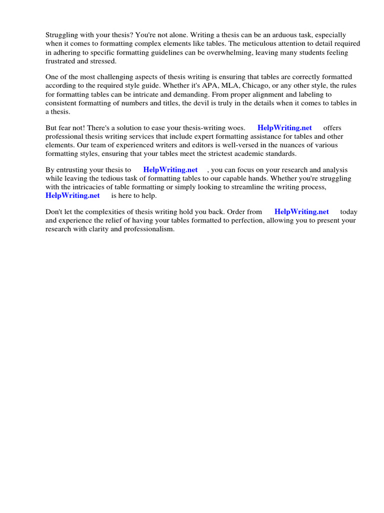 Thesis Format For Tables | PDF