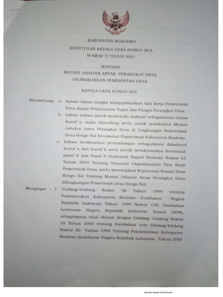 SK Rotasi Perangkat Ds. Bongo Nol | PDF