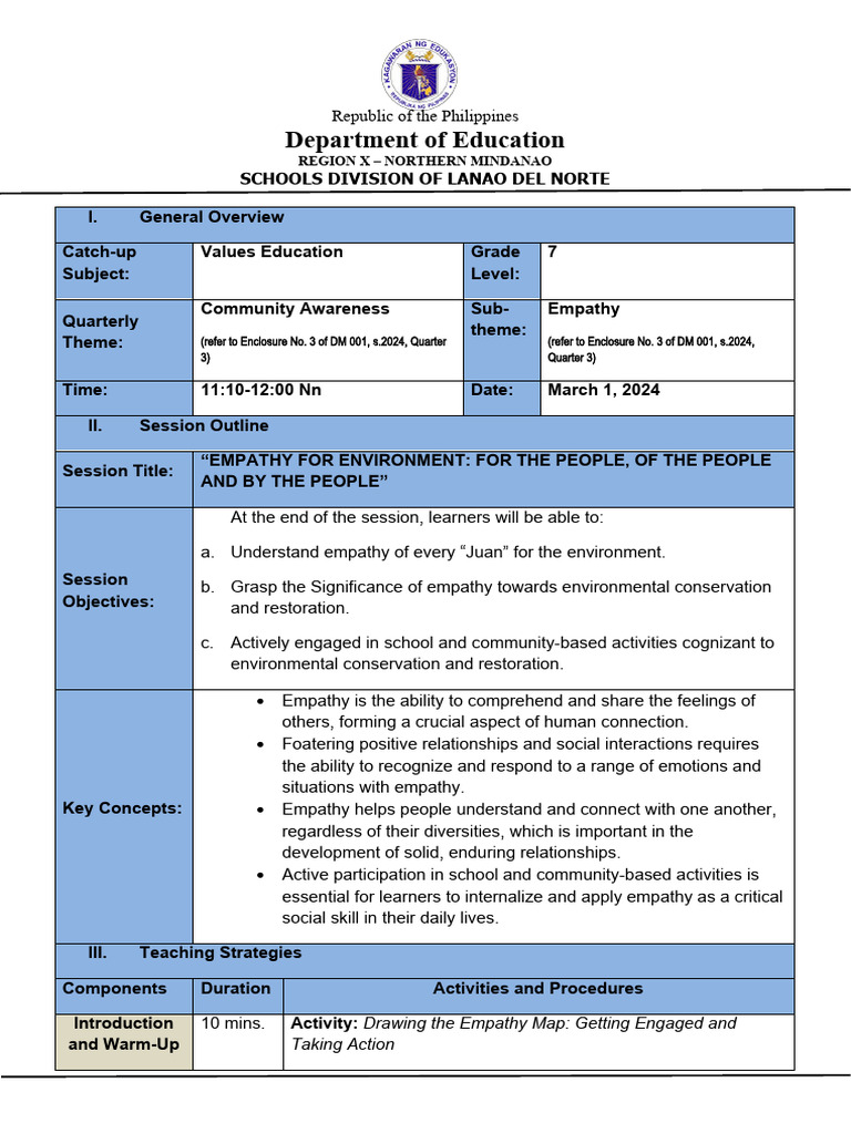 TG For Values Education Empathy | Download Free PDF | Empathy | Emotions