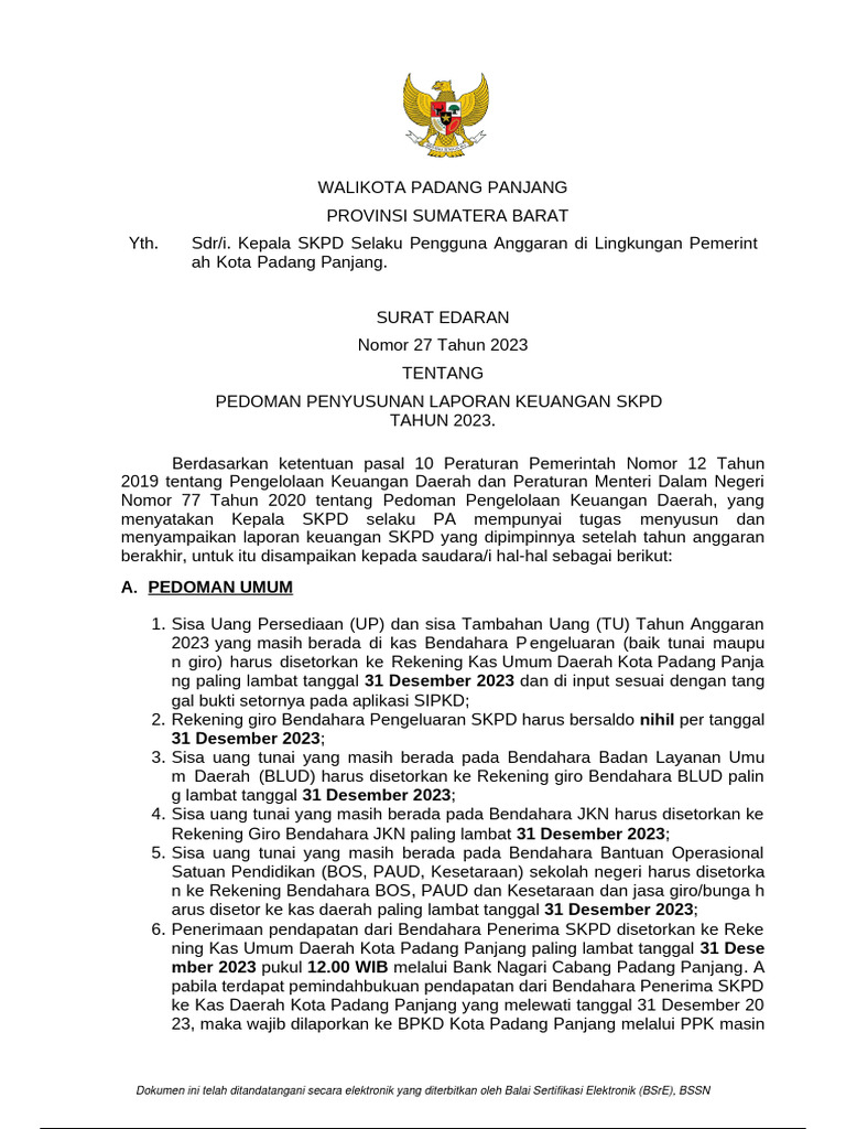Pedoman Laporan Keuangan SKPD 2023 | PDF