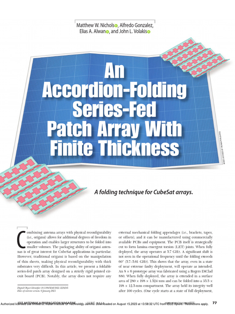 An Accordion Folding Series Fed Patch Array With Finite Thickness A Folding Technique For