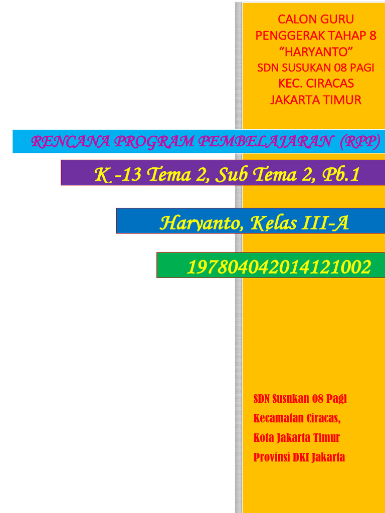 K - 13 Tema 2, Sub Tema 2, Pb.1 Haryanto, Kelas III-A 197804042014121002 | PDF
