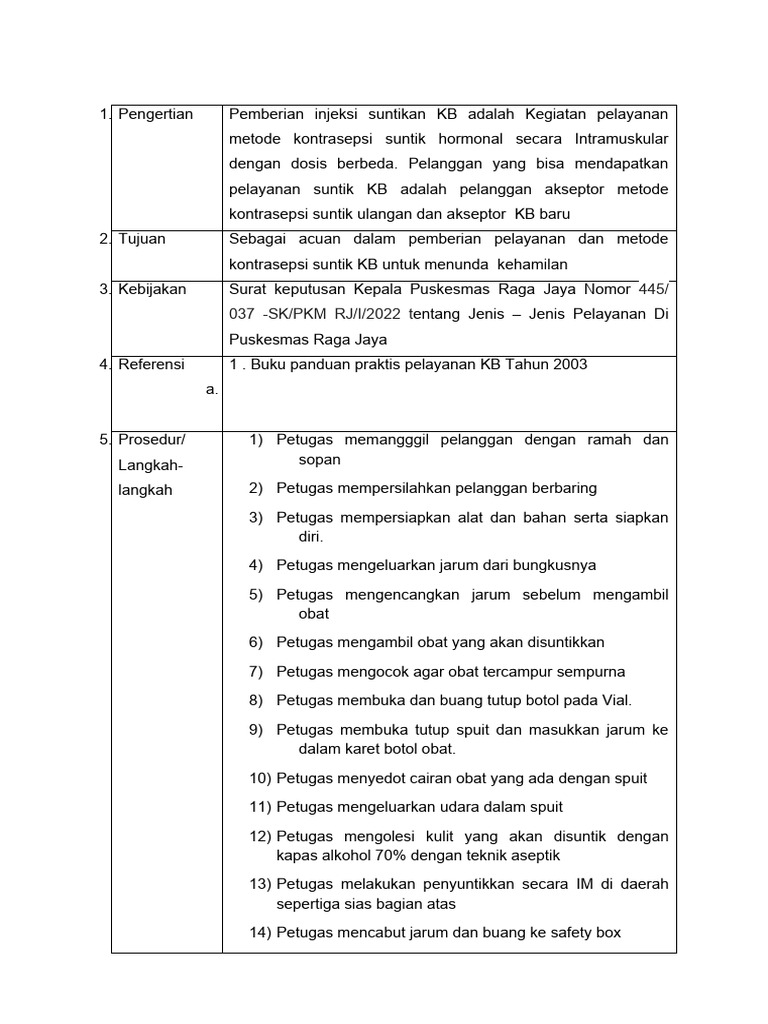 Prosedur Suntik KB 1 Bulan IM | PDF