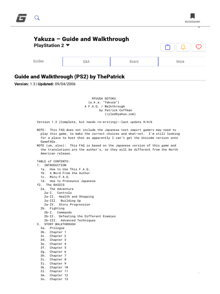 Yakuza - Guide and Walkthrough - PlayStation 2 - by ThePatrick | PDF