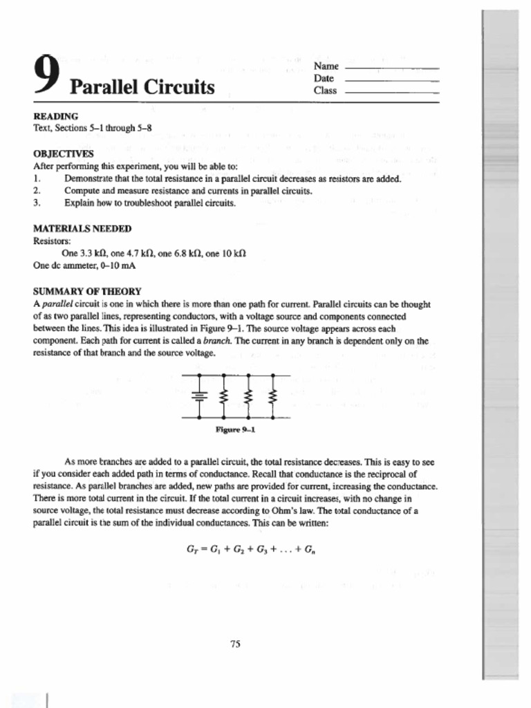 ENGR 221-01 - Spring24 - AnalogCircuitsLaboratory - ParallelCircuits | PDF