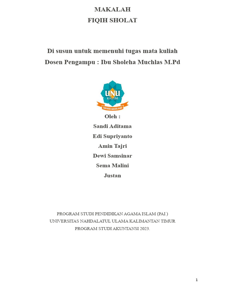 Makalah Fiqih Sholat Kelompok 3 | PDF