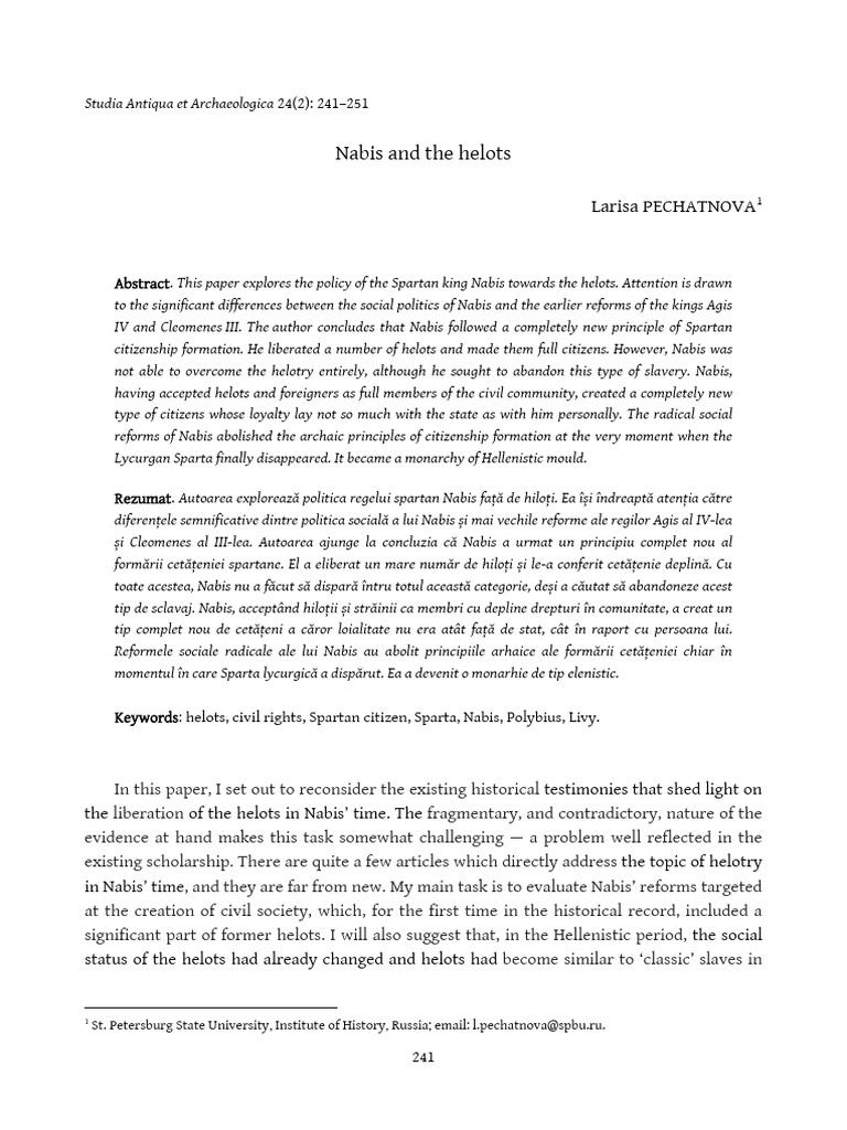 Nabis and The Helots | PDF