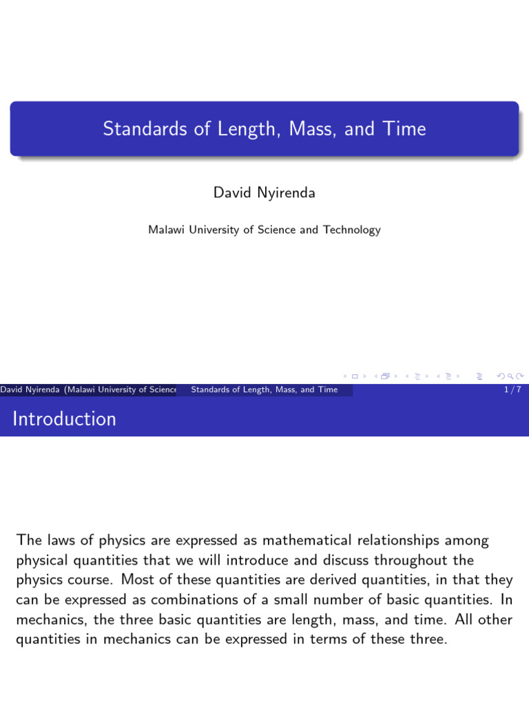 Standards of Length Mass and Time | PDF | International System Of Units ...