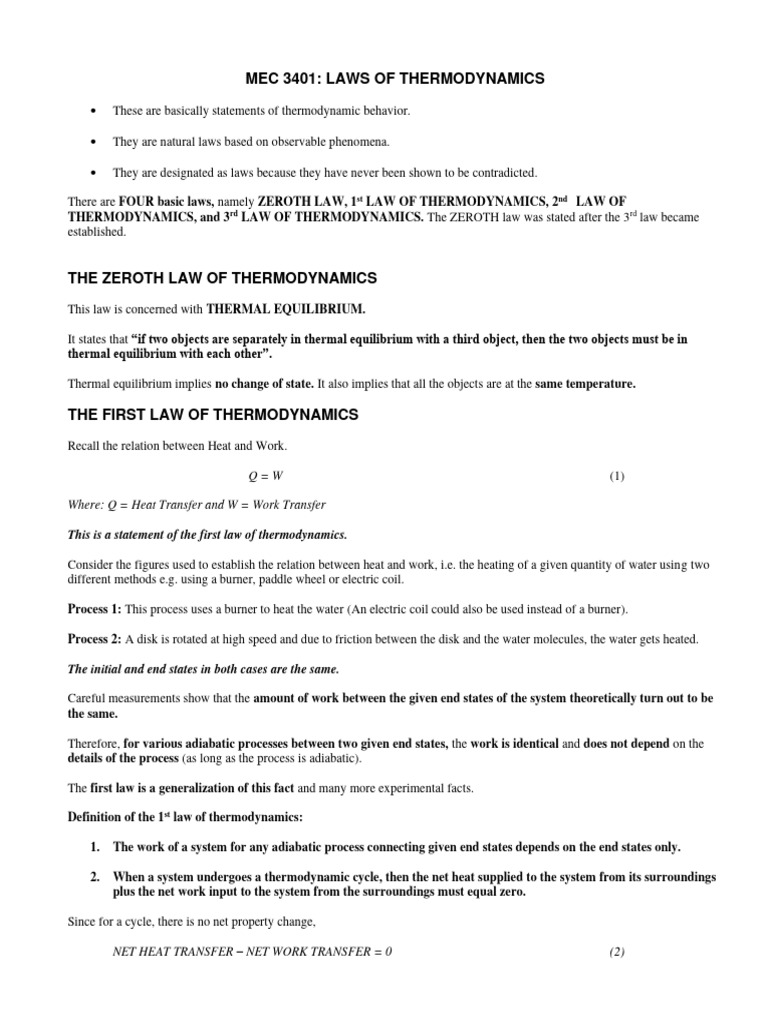 Thermodynamics Laws Explained | PDF
