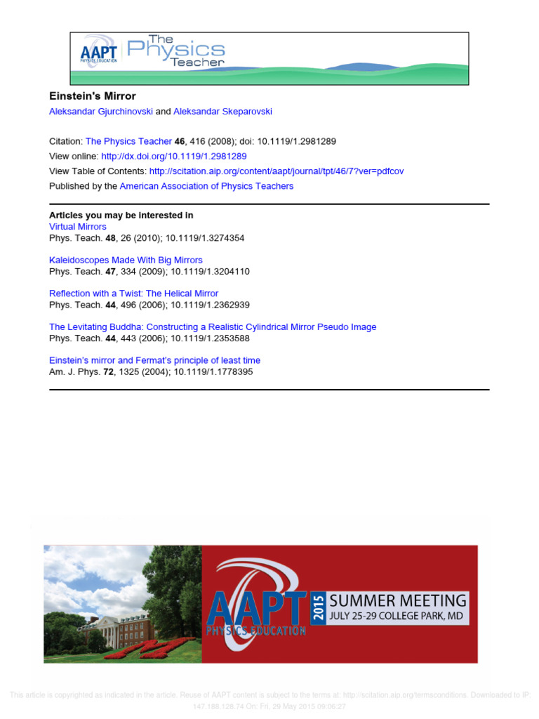 mirror einstein2008 | PDF | Special Relativity | Theory Of Relativity