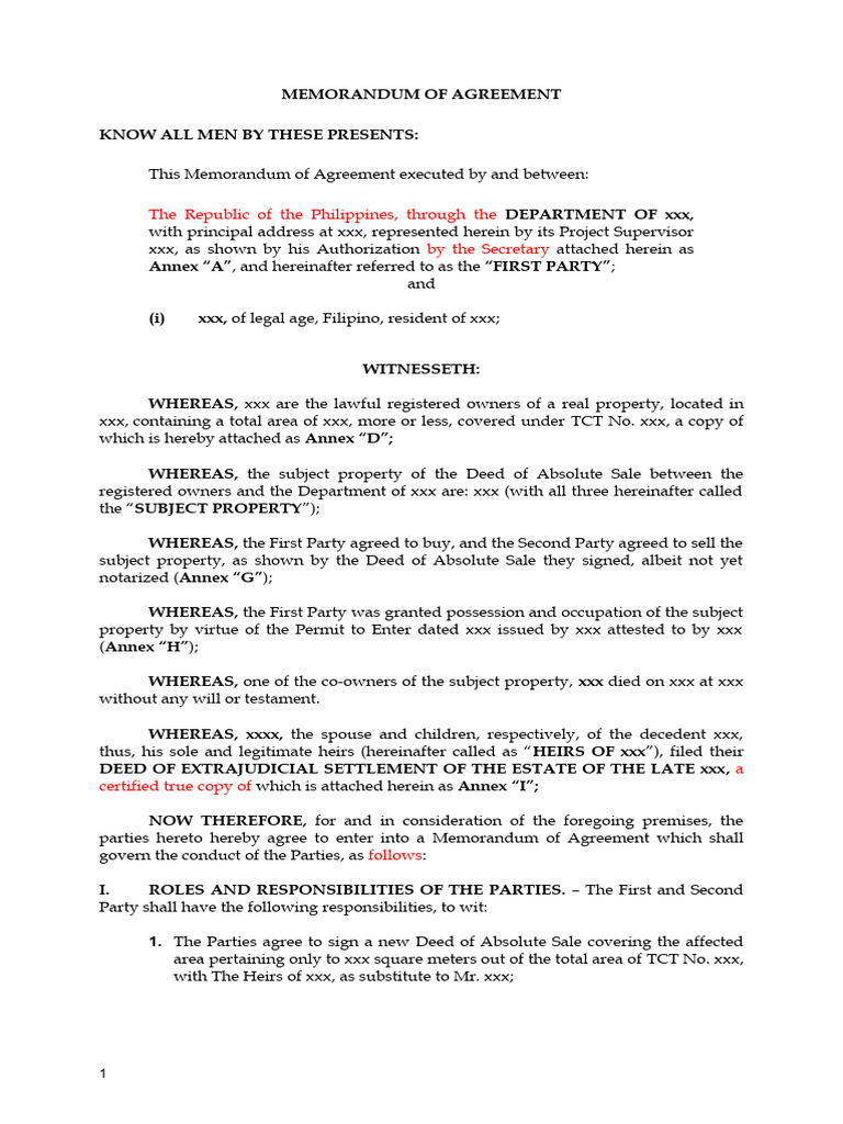 MOA ON NEW DOAS | PDF | Deed | Common Law