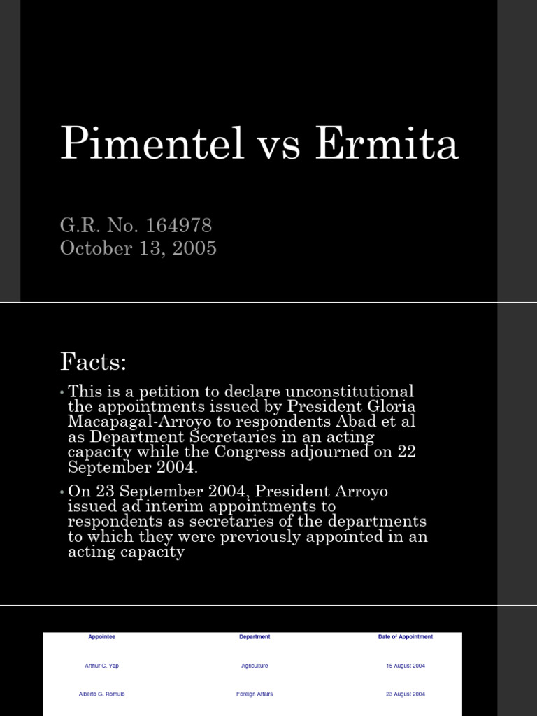 Pimentel Vs Ermita | PDF | Government | Presidencies