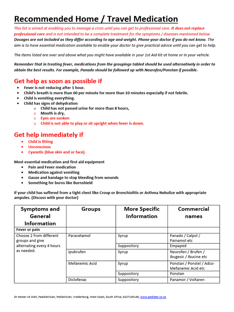 Paediatrics Essential Home Medication | PDF | Diarrhea | Allergen