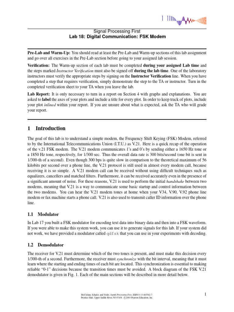 FSK Modem - Lab18 | Download Free PDF | Filter (Signal Processing) | Modem