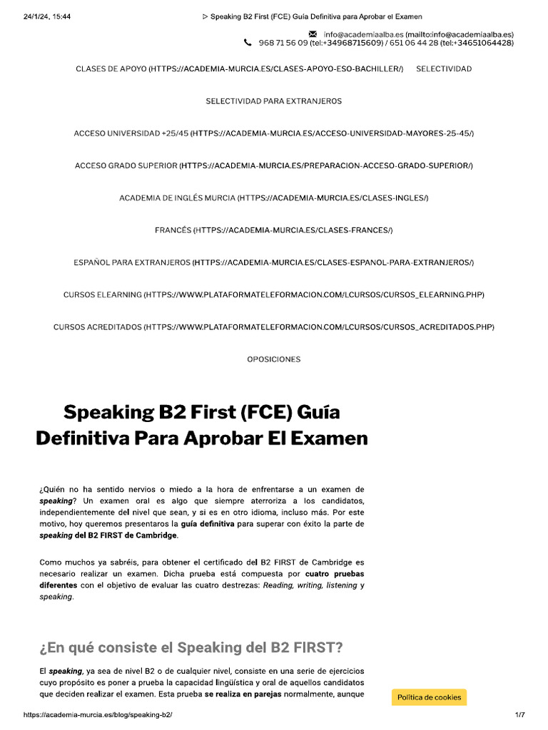 Speaking B2 First (FCE) Guía Definitiva para Aprobar El Examen | PDF