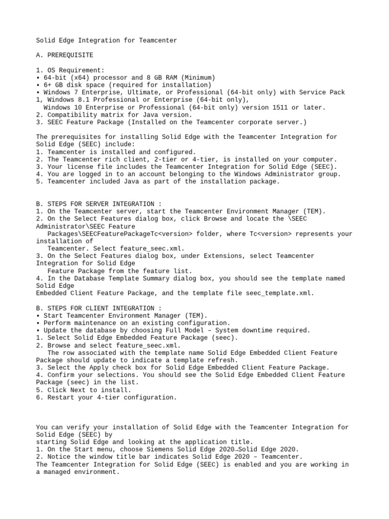 Solid Edge Integration | PDF | Microsoft Windows | 64 Bit Computing