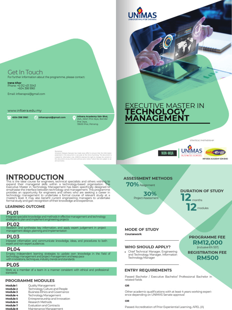 Executive Master in Technology Management | PDF | Project Management | Information