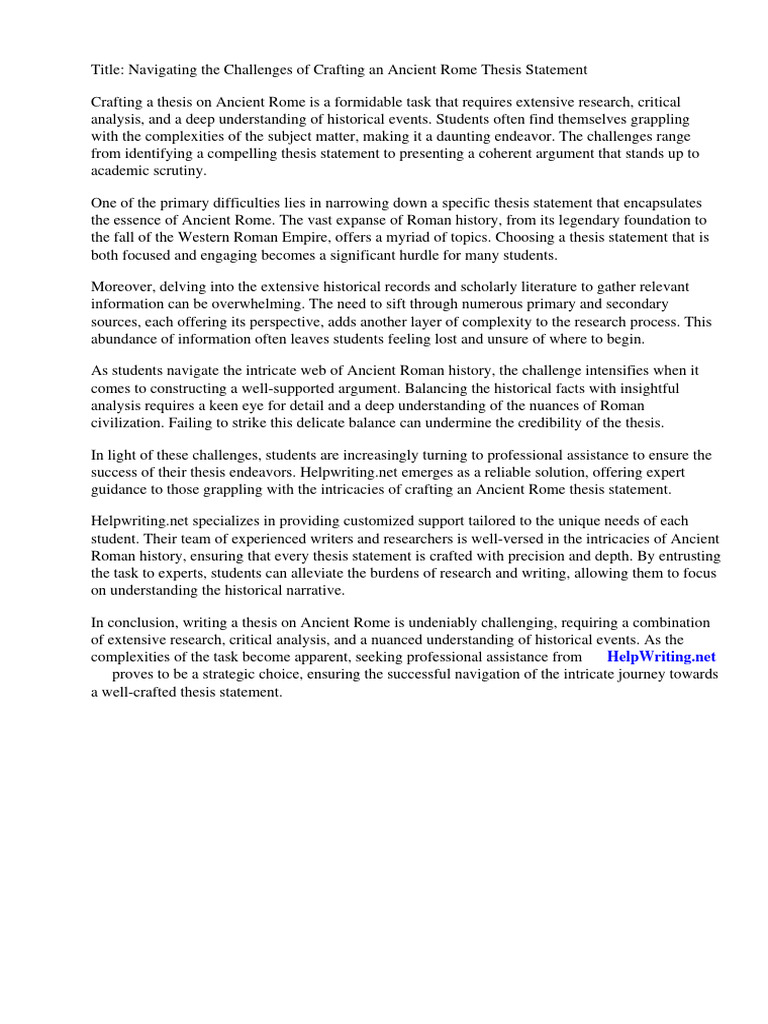 Ancient Rome Thesis Statement | PDF | Social Science | History