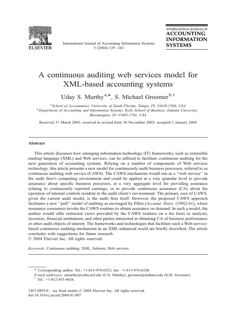 A Continuous Auditing Web Services Model | PDF